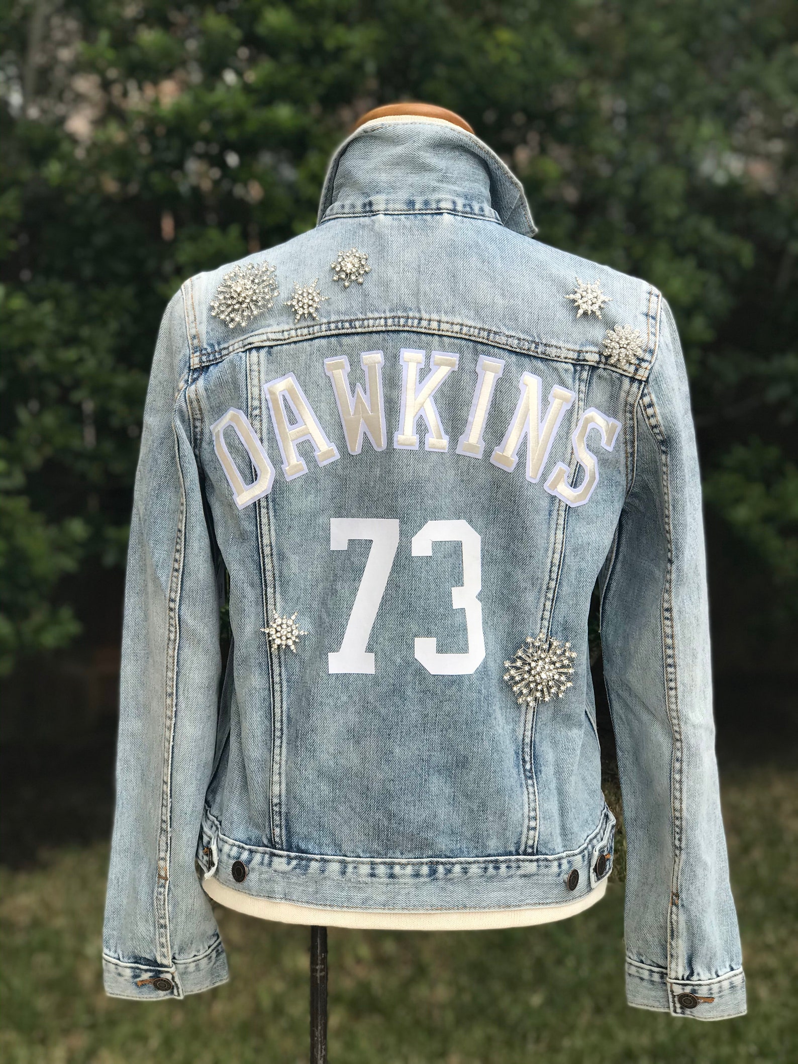 Custom Jean Denim Jacket With Rhinestones Wifey Bride | Etsy