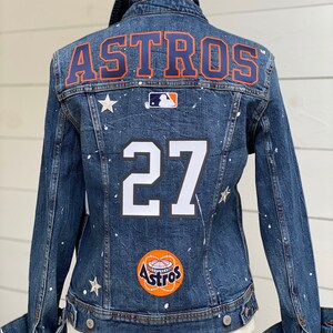 Custom Jean Jacket | Custom Denim Jacket| Houston Astros | Sports ...