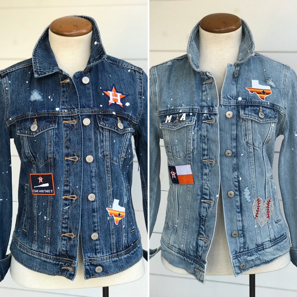 Custom Jean Jacket Custom Denim Jacket Houston Astros | Etsy