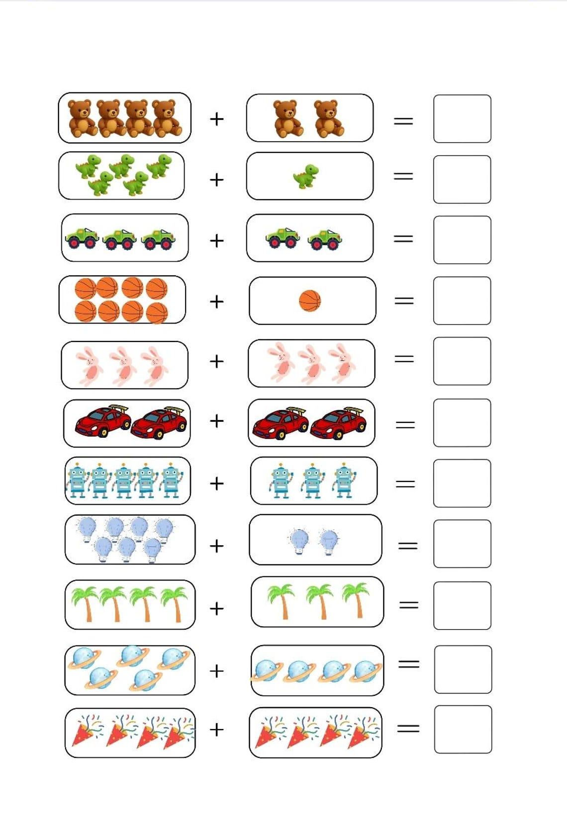 Addition Worksheets With Pictures | Preschool Math Printable | Counting ...