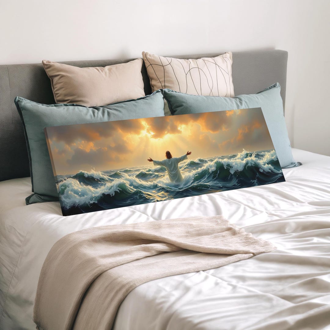 Jesus Walking on Water | Panoramic Christian Canvas Wall Art | Faith ...