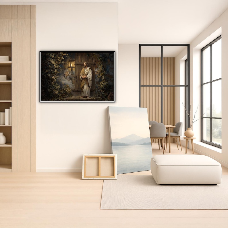 Behold I Stand and Knock Portrait | Jesus at the Door Wall Art ...