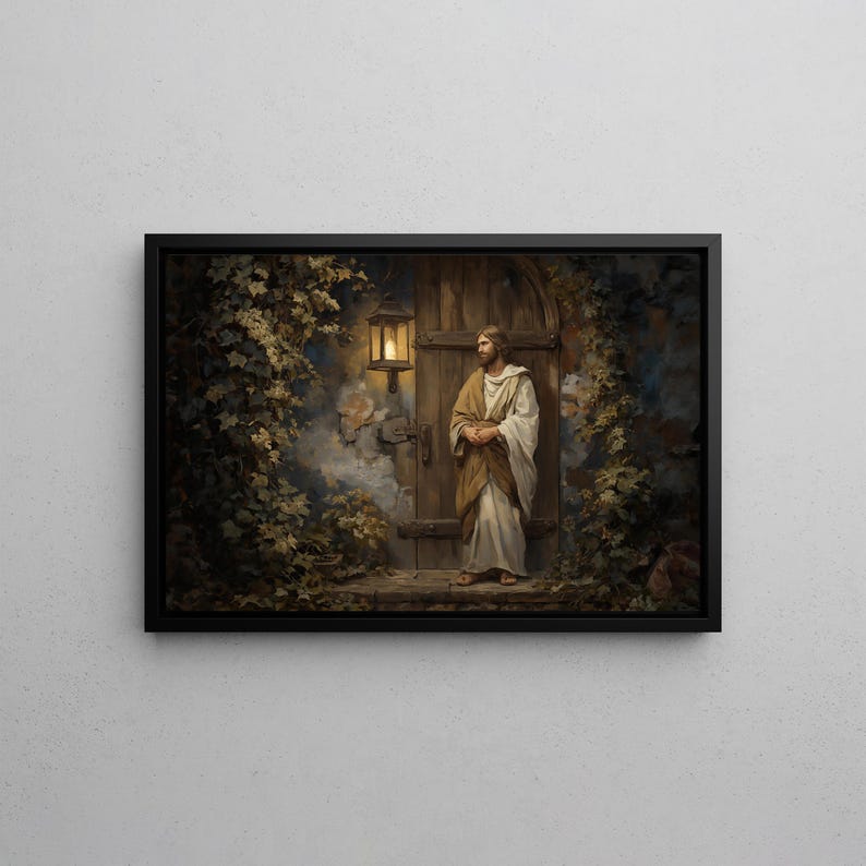 Behold I Stand and Knock Portrait | Jesus at the Door Wall Art ...