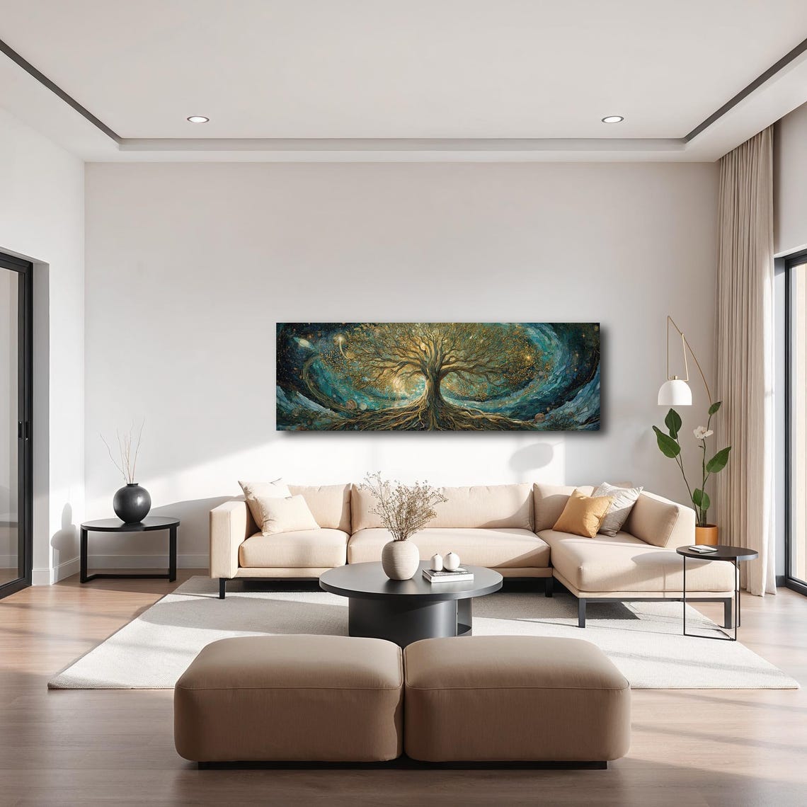 Panoramic Tree of Life Canvas Wall Art | Cosmic Fantasy Nature Artwork ...