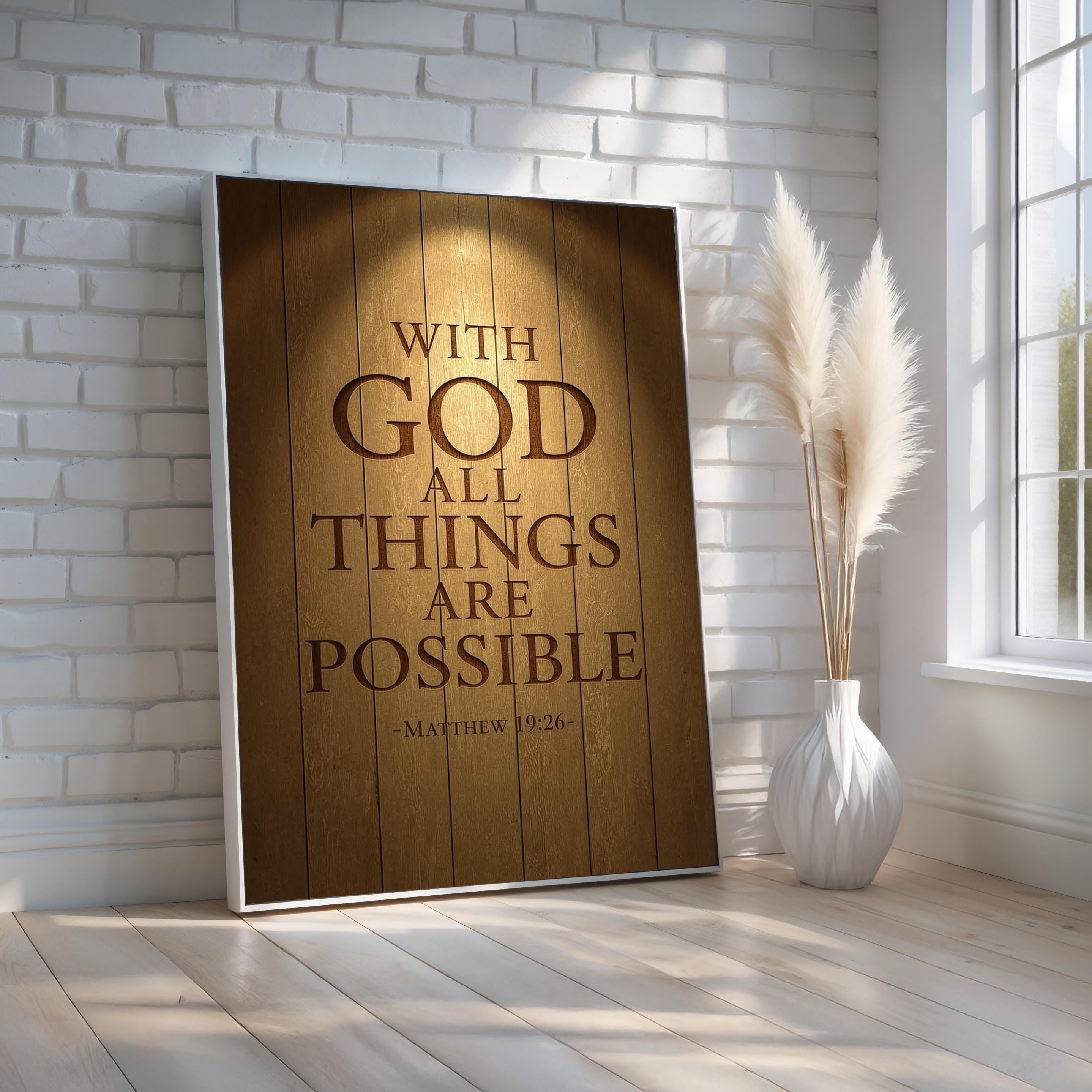 With God All Things Are Possible Scripture Canvas Wall Art | Rustic ...