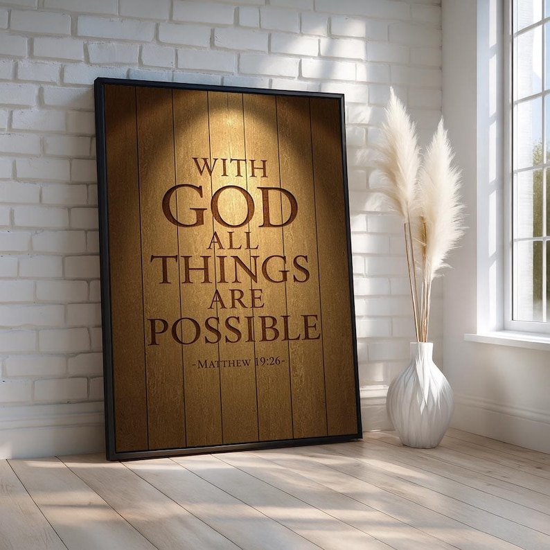 With God All Things Are Possible Scripture Canvas Wall Art | Rustic ...