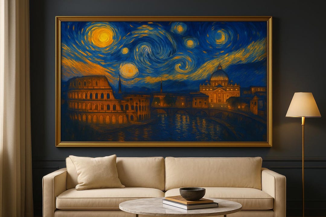 Van Gogh Rome Print: Starry Night Colosseum & Vatican (digital Download ...