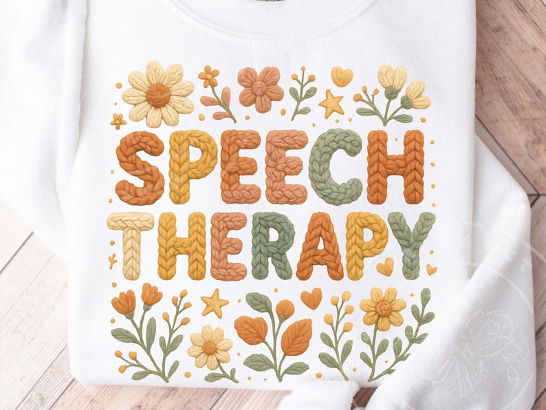 Speech Therapy Chunky Yarn PNG | Cozy SLP Sublimation Design | Floral ...