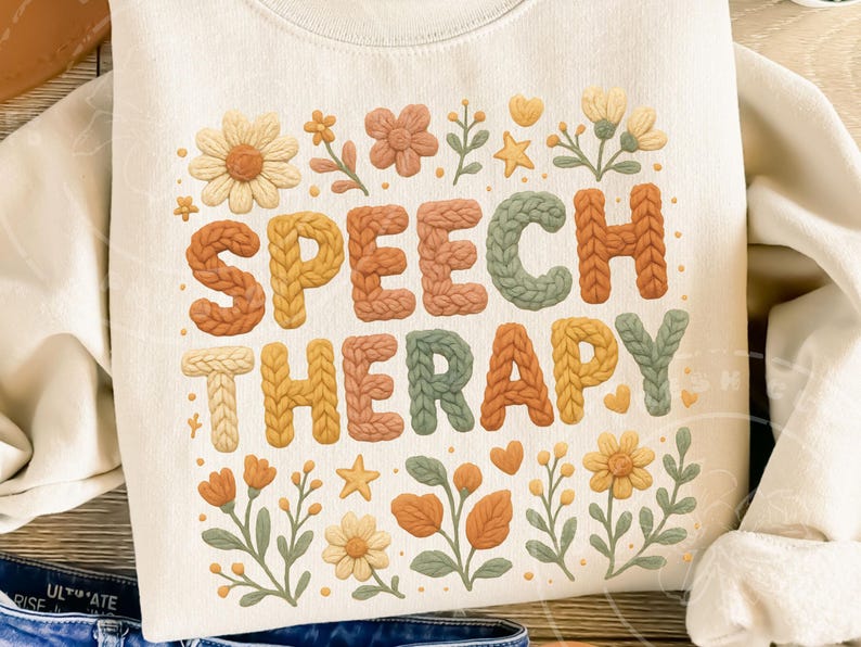 Speech Therapy Chunky Yarn PNG | Cozy SLP Sublimation Design | Floral ...