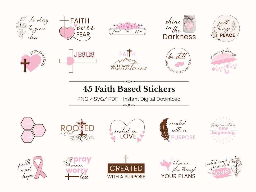 Faith Based Stickers Bundle | 45 Christian Quote Stickers | PNG & SVG ...