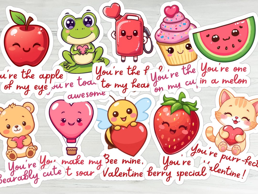 Cute Kawaii Valentine Sticker Bundle | 10 Adorable Love Stickers ...