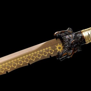 Handcrafted Golden Dragon Katana: Gold Blade, Black Marble Scabbard - Etsy