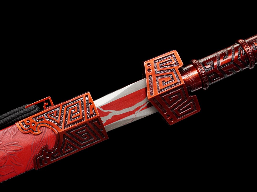 Handmade Red Flame Jian Sword, High Manganese Steel, Full Tang - Etsy