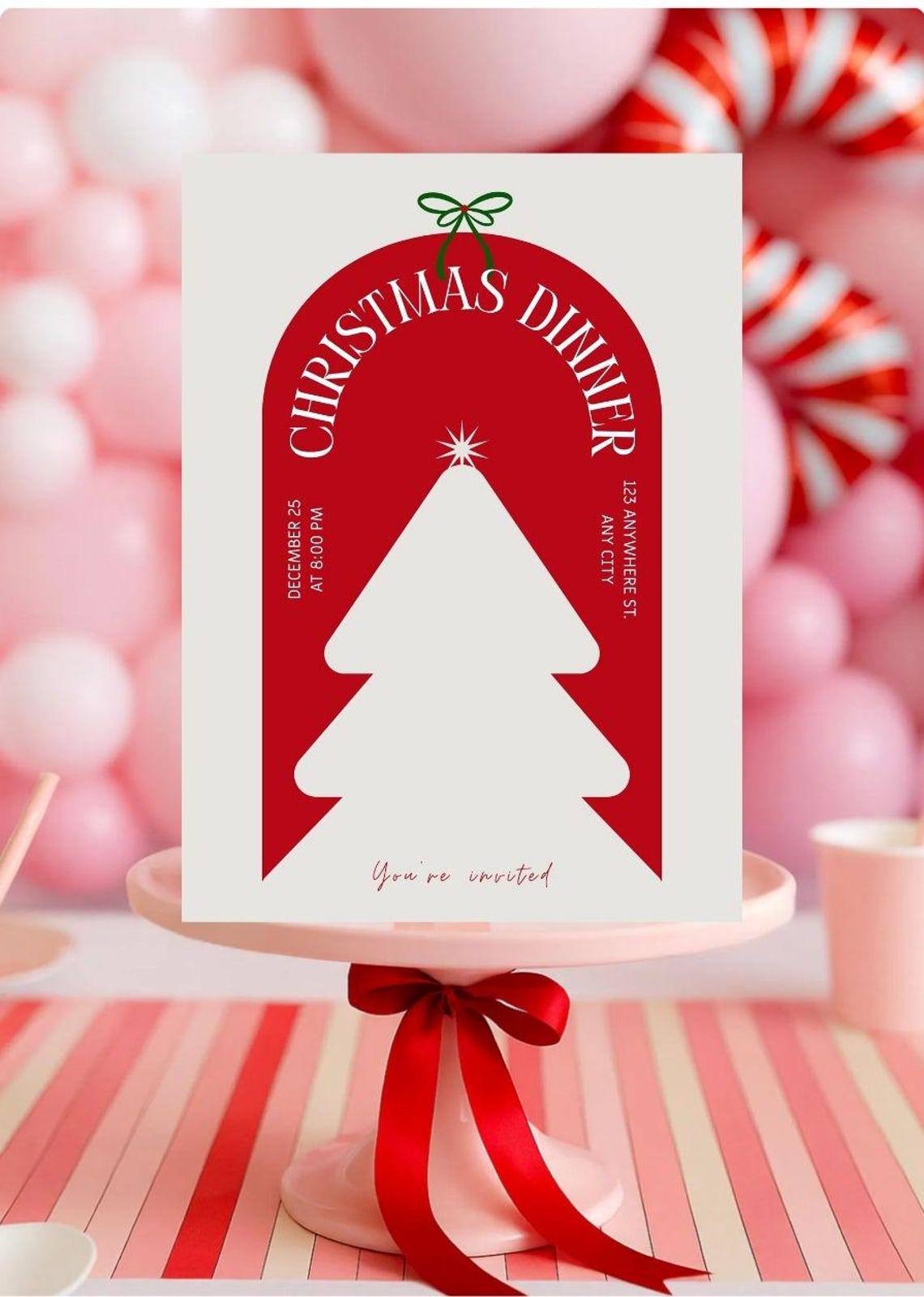 Editable Christmas Dinner Invitation Template, Christmas Party Invite ...