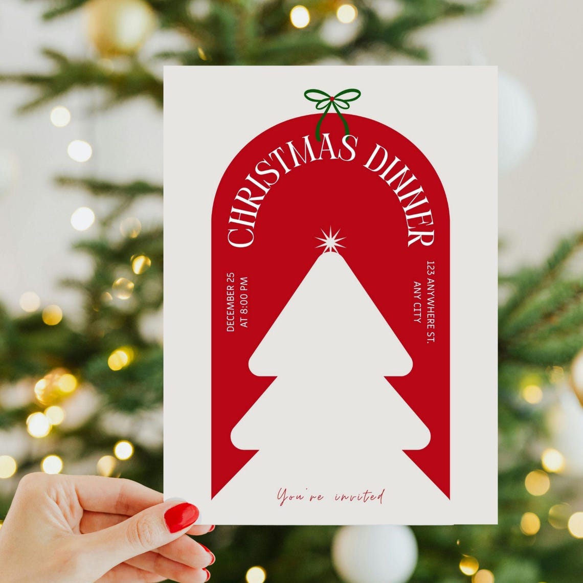 Editable Christmas Dinner Invitation Template Christmas Party Invite