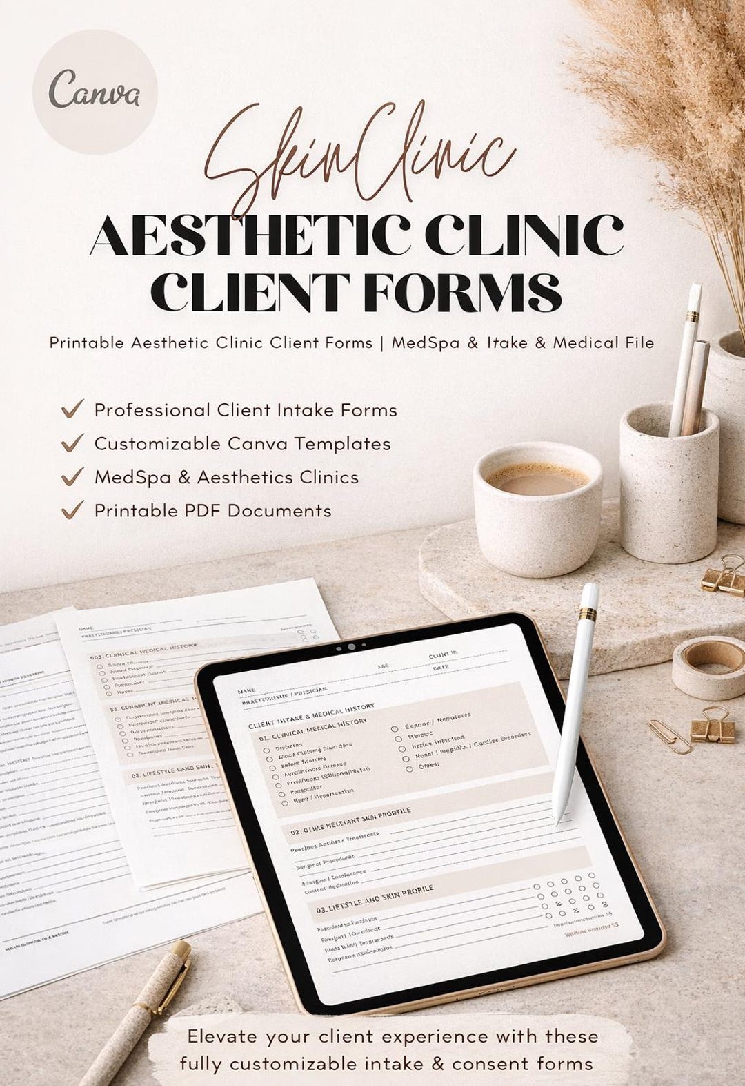 Clinic Client Forms | Medspa Intake, Canva Editable (PDF File) - Etsy