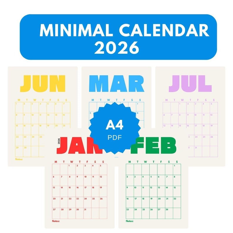 2026 Printable Calendar | PDF Download | Yearly Planner Template ...
