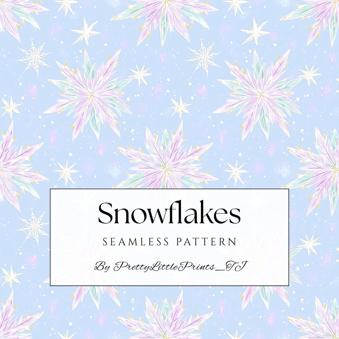 Christmas Winter Snowflakes Seamless Pattern, Digital Paper (JPG, PNG ...