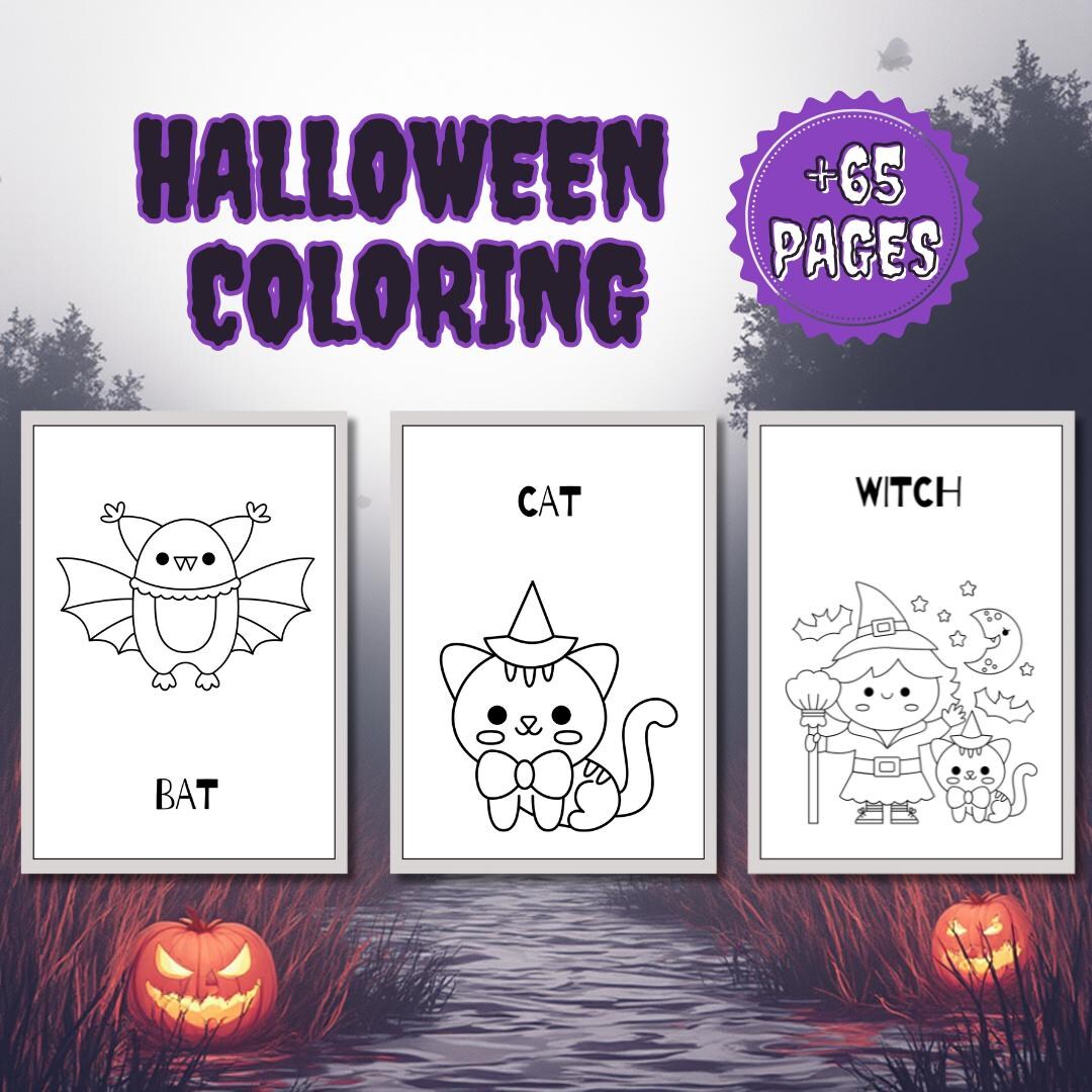 Kids Halloween Coloring Pack – Fun Printable Download - Etsy