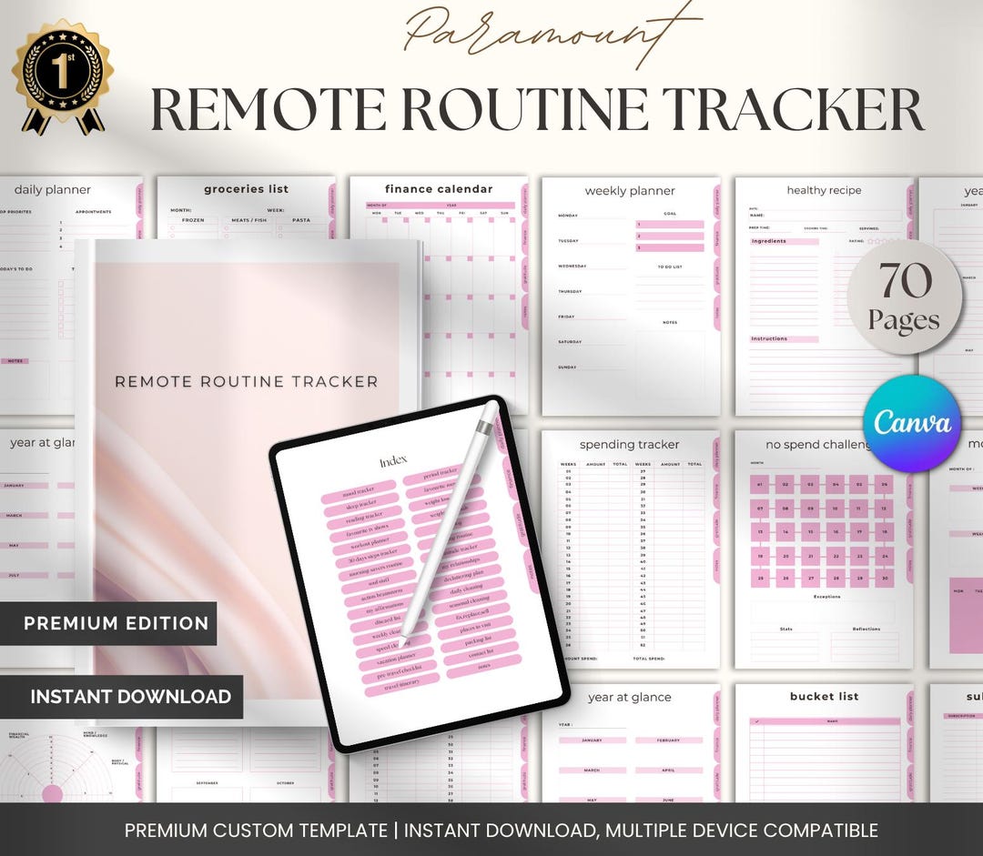 Remote Routine Tracker | Work From Home Daily Planner Printable for ...