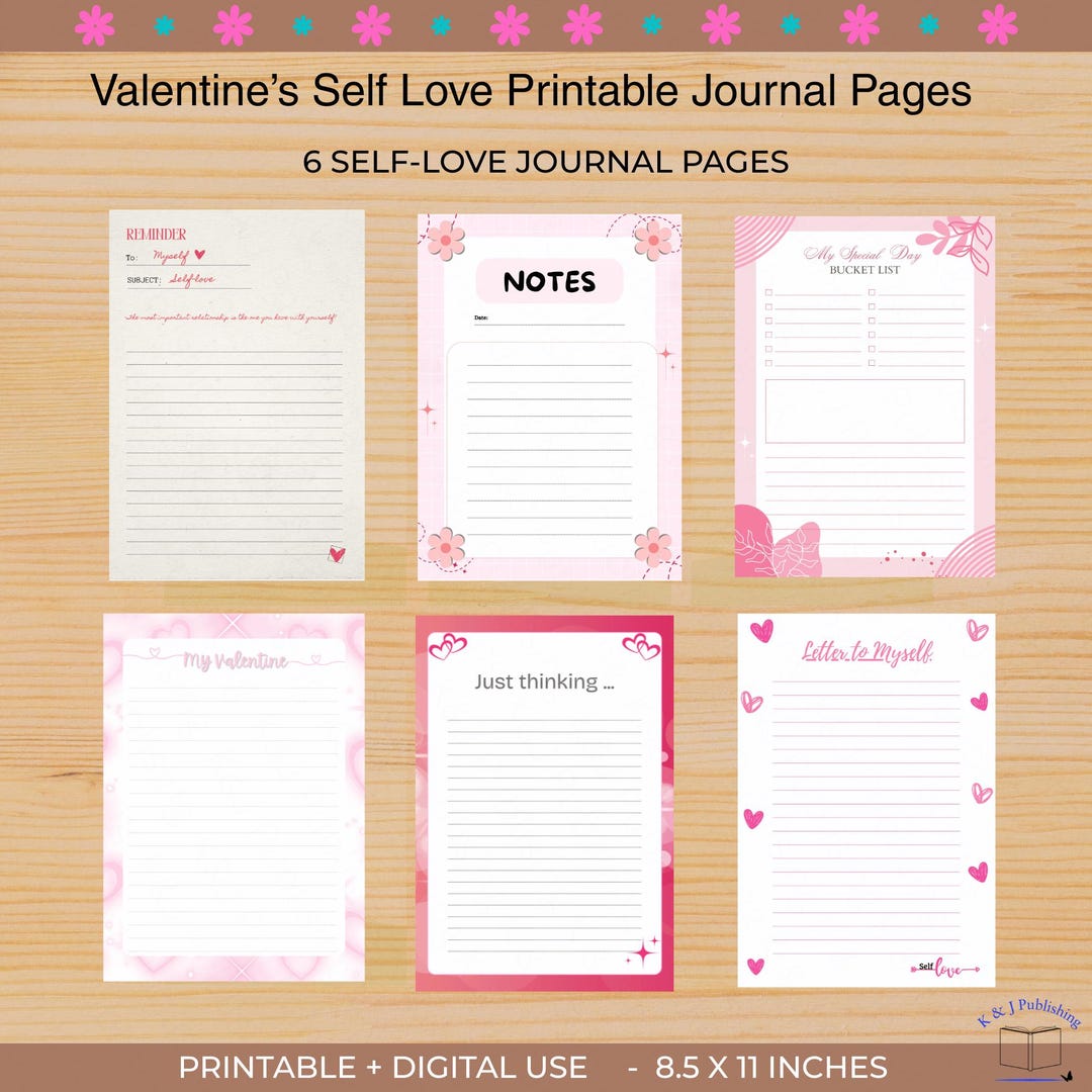 Valentine's Self Love Printable Journal Pages | Self Care Writing ...