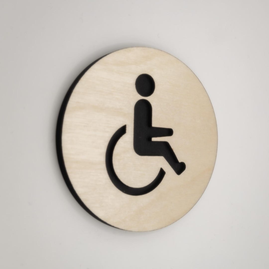 Disability Wheel Chair Toilet Sign: Round Accessible Access Plaque (9 ...