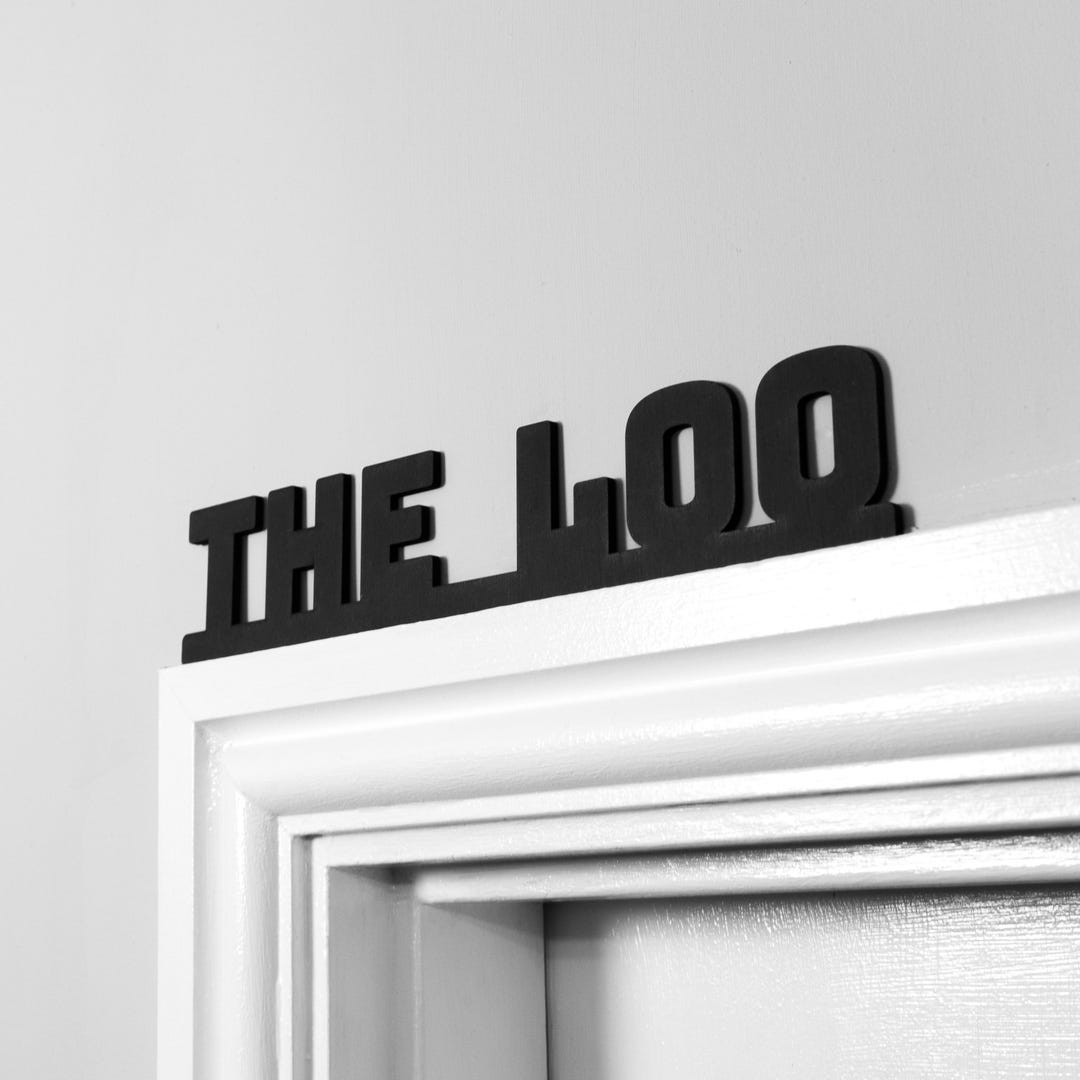 The Loo Door Topper Sign – Bathroom Door Plaque or Wall Décor – Black ...