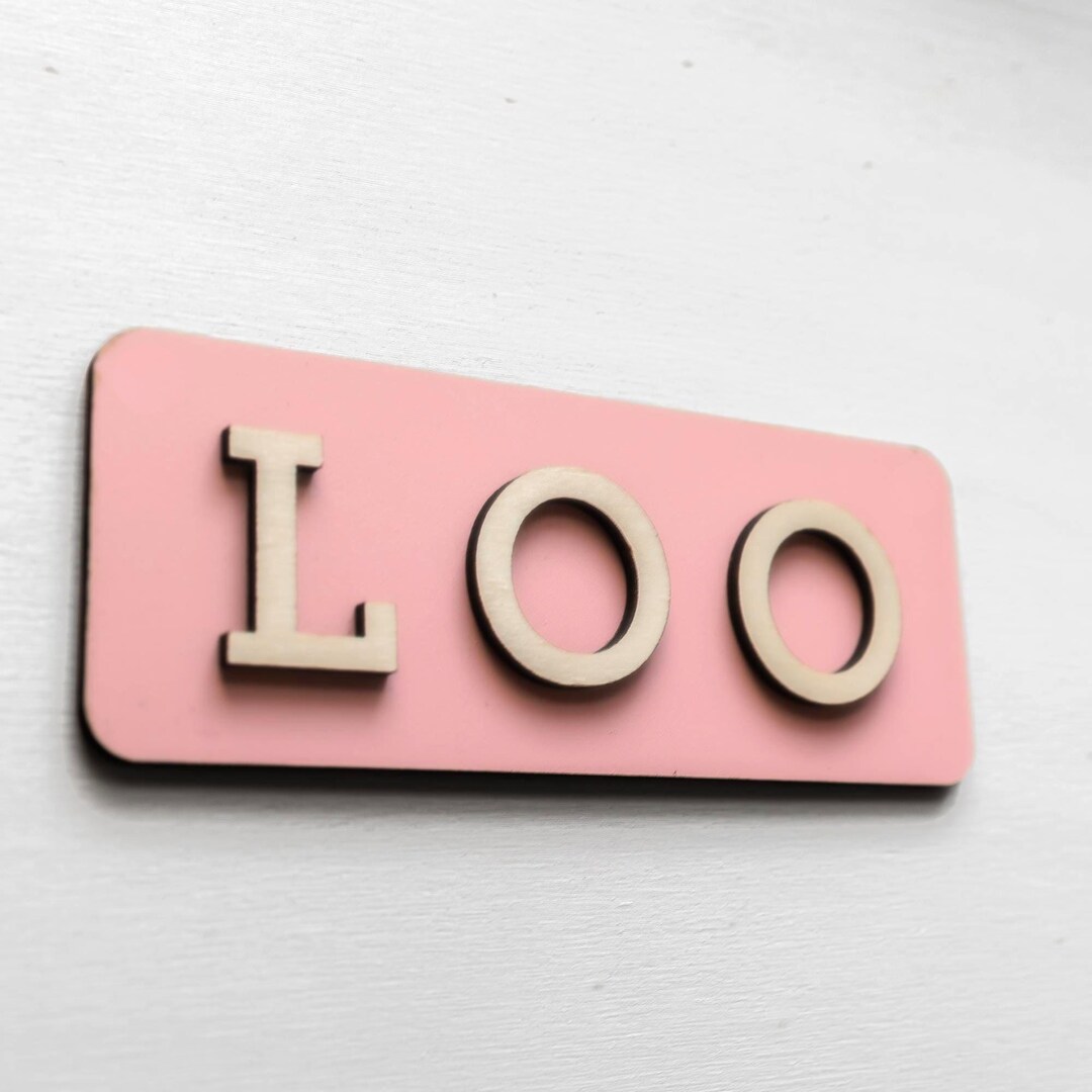 Pastel Pink Loo Sign: 3D Birch Bathroom Wall Decor - Etsy