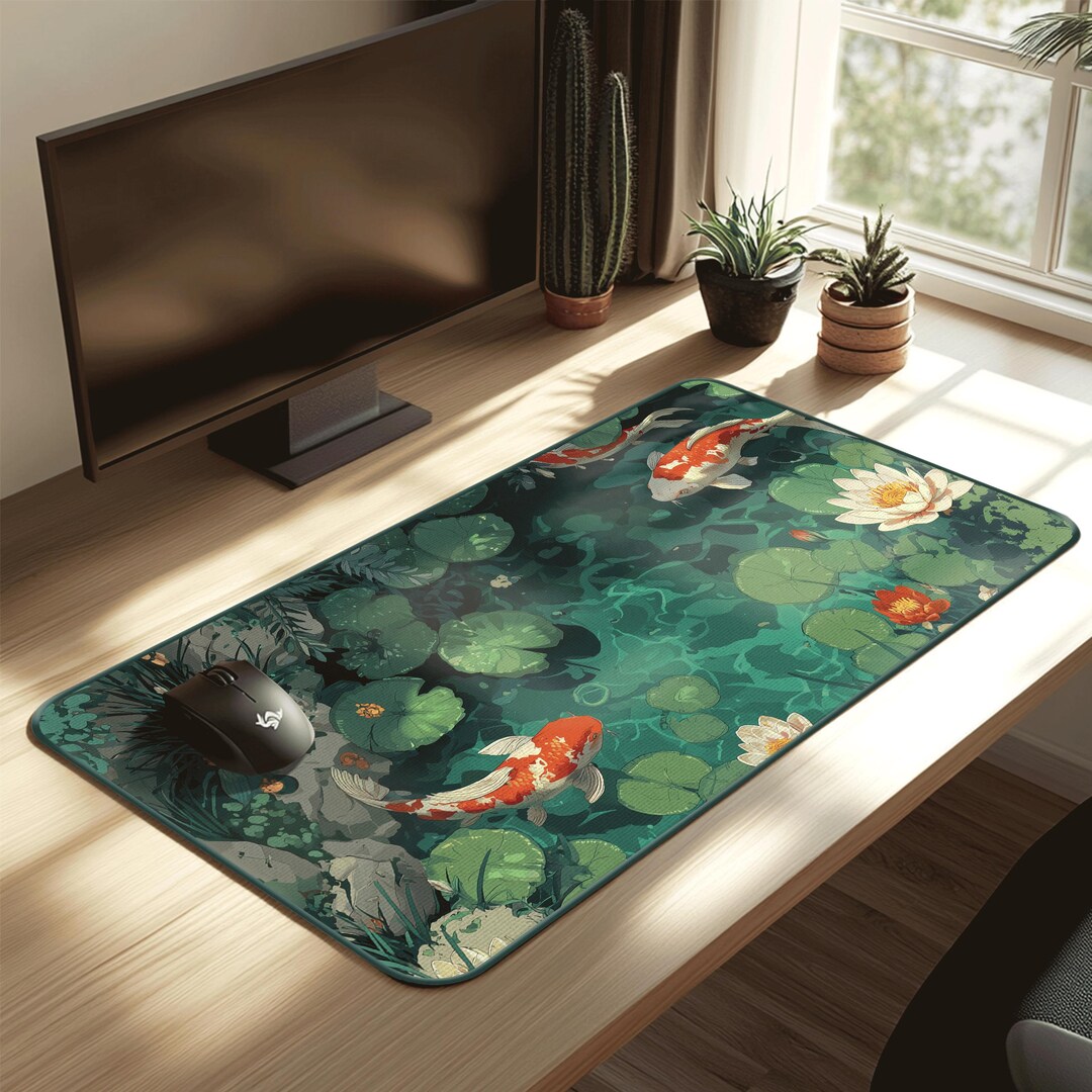 Koi Fish Deskmat | Calm Water Desk Mat | XXL Gaming Pad | Koi Nature ...