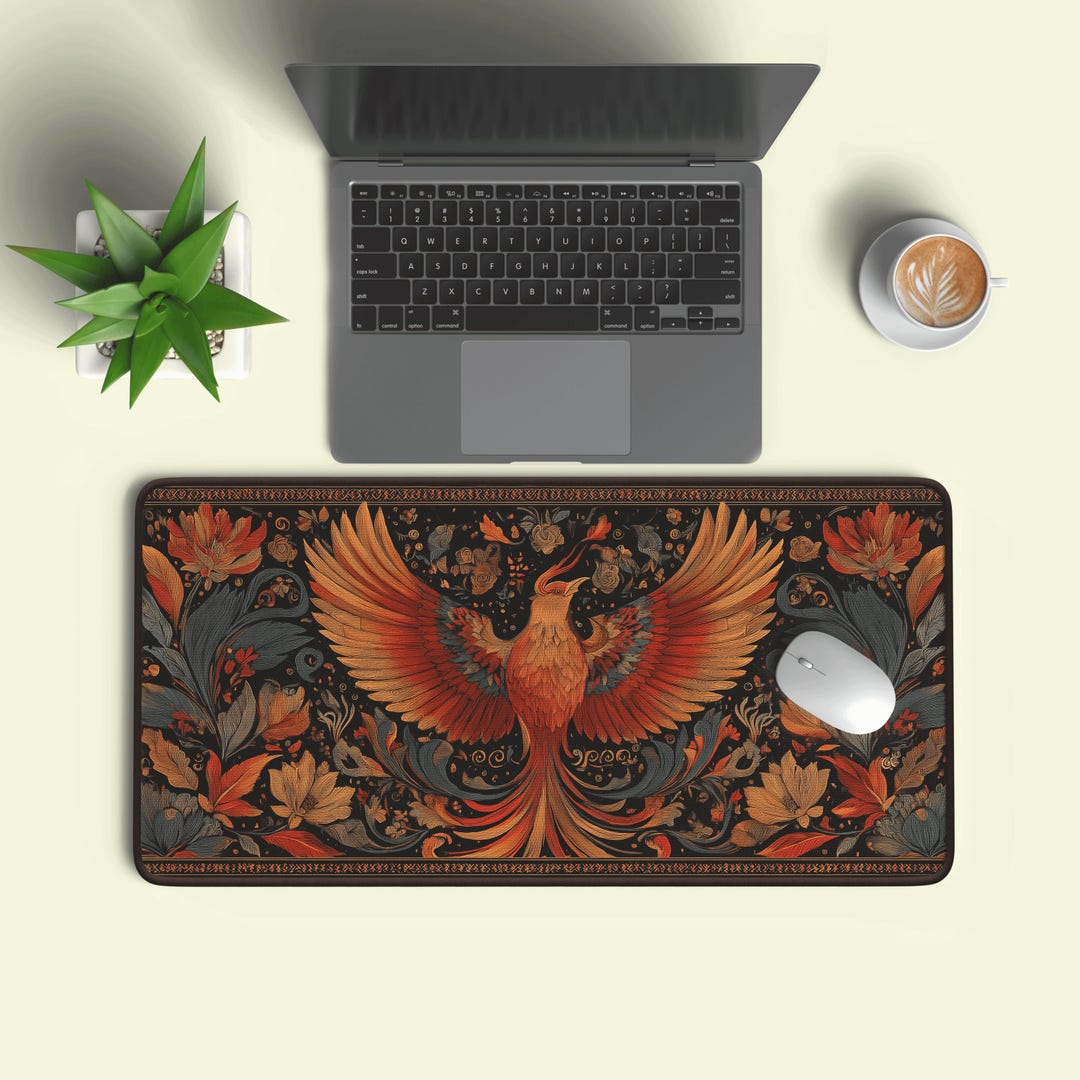 Mythical Phoenix Tapestry Desk Mat | Elegant Mythical Gift | XXL Gaming ...