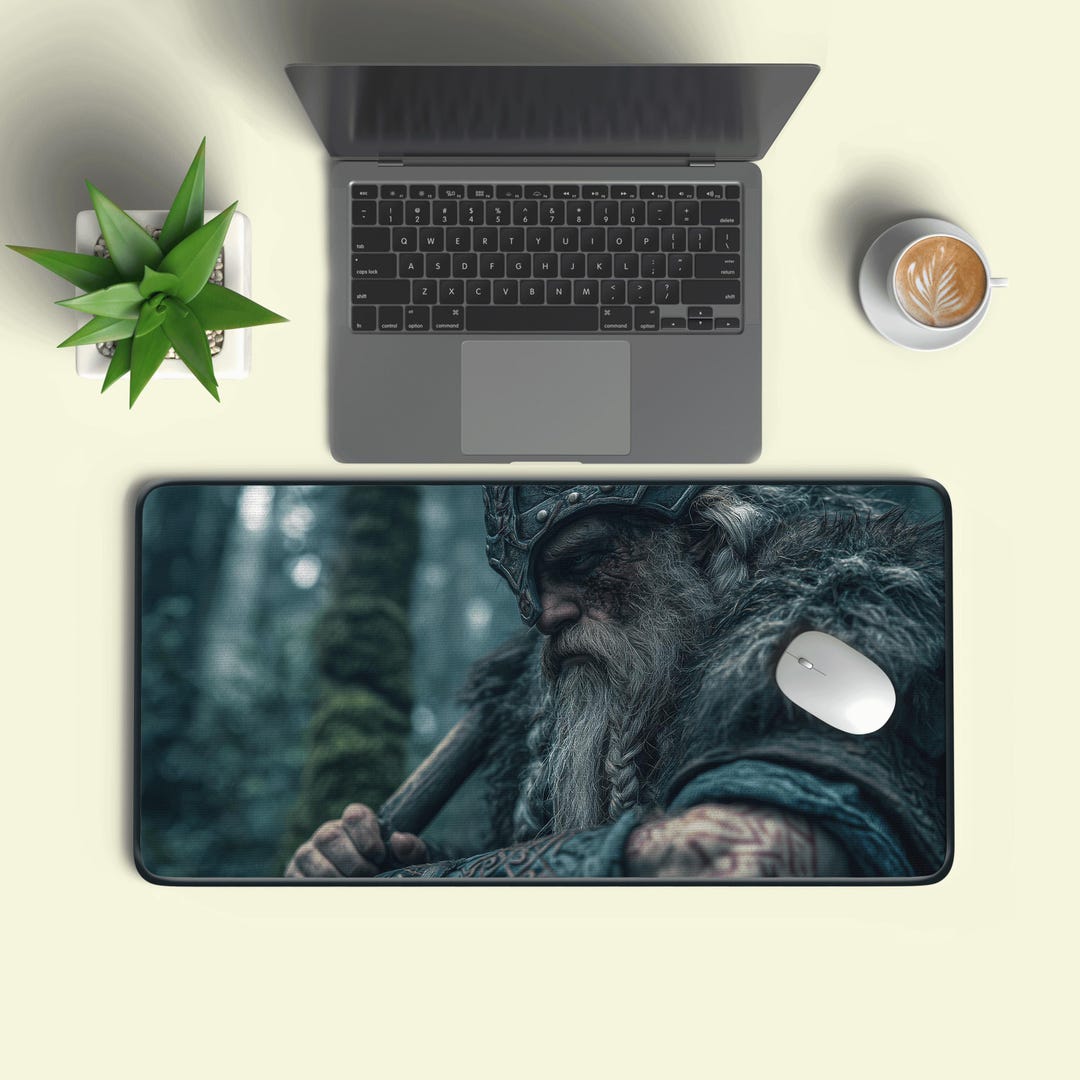 Norse Viking Desk Mat Gift | Oversized Teal Realistic Mouse Pad ...