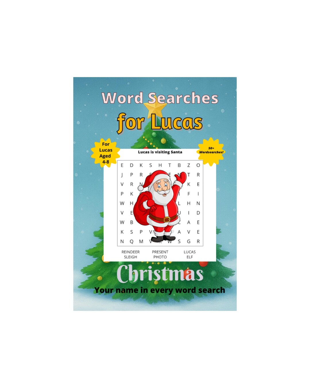 Over 50 Christmas Word Searches for Lucas |printable |xmas Fun ...