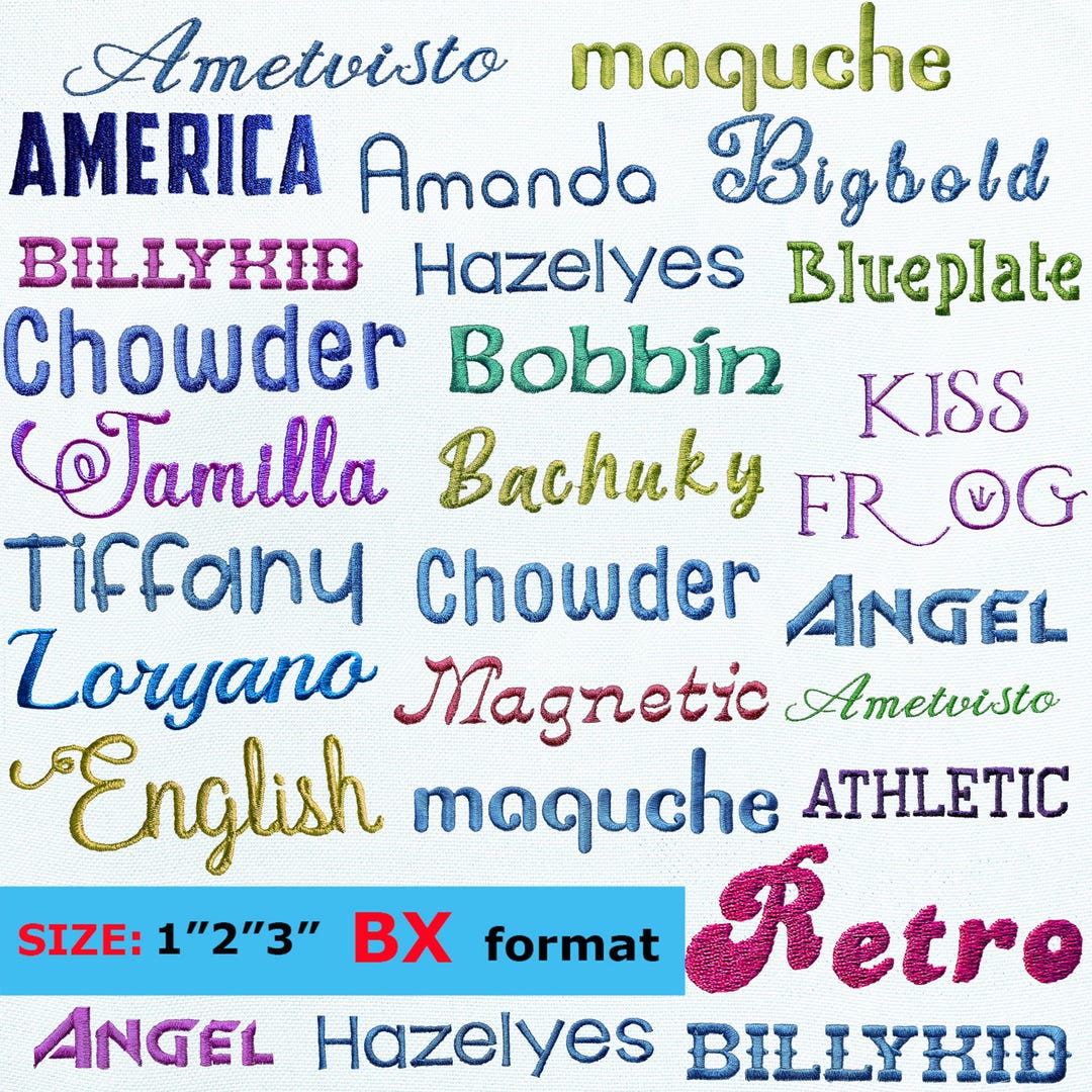 Embroidery Fonts BX, Embrilliance BX Fonts, 20 BX Font Bundle, Bx Font ...