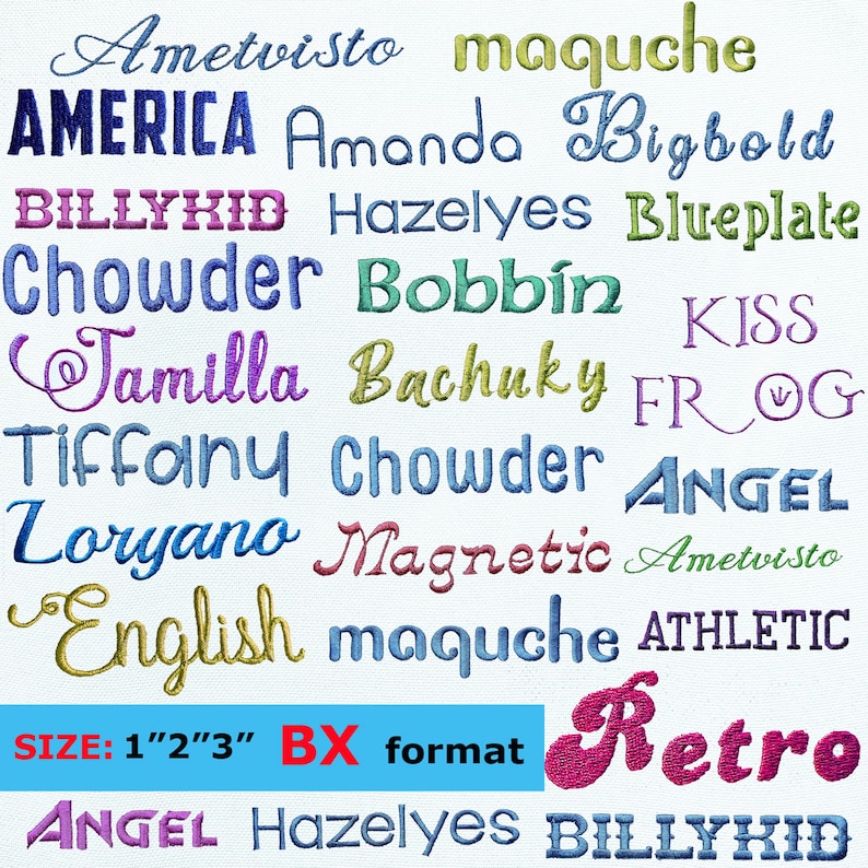 Embroidery Fonts BX, Embrilliance BX Fonts, 20 BX Font Bundle, Bx Font ...