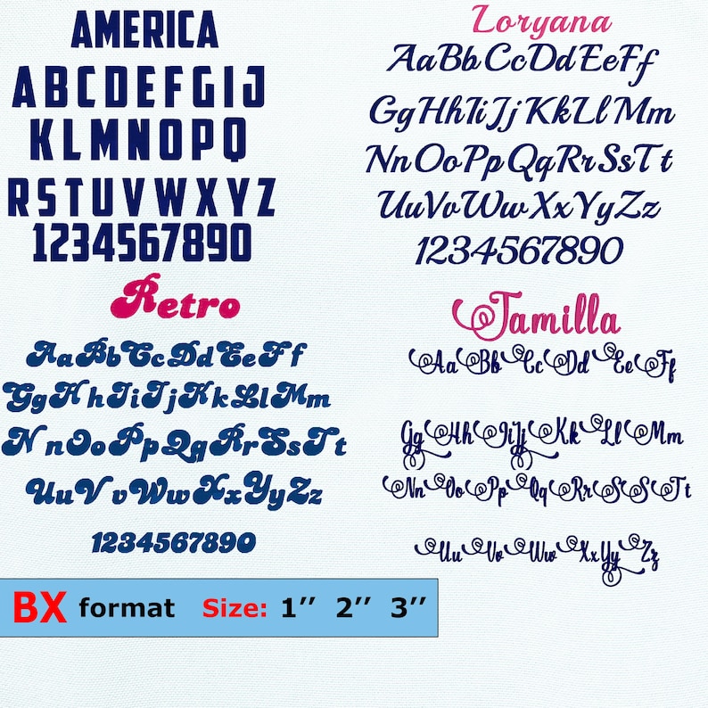 Embroidery Fonts BX, Embrilliance BX Fonts, 20 BX Font Bundle, Bx Font ...