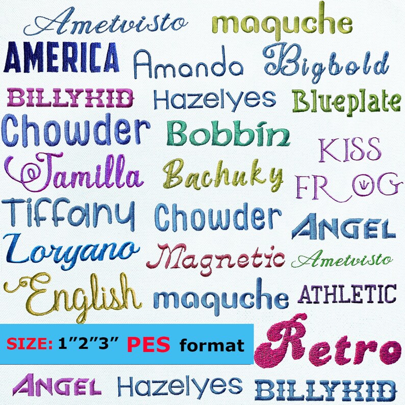 Embroidery Fonts PES, 20 PES Font Bundle, PES Font, Machine Fonts ...