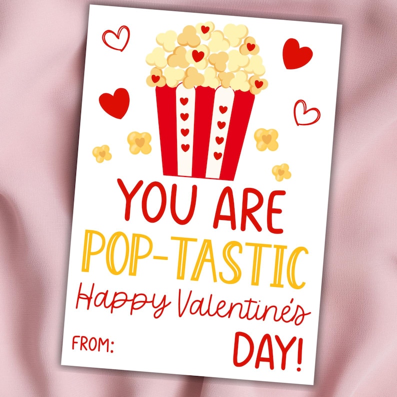 Popcorn Valentines Day Cards, Poppin Valentine Tags, Printable School ...