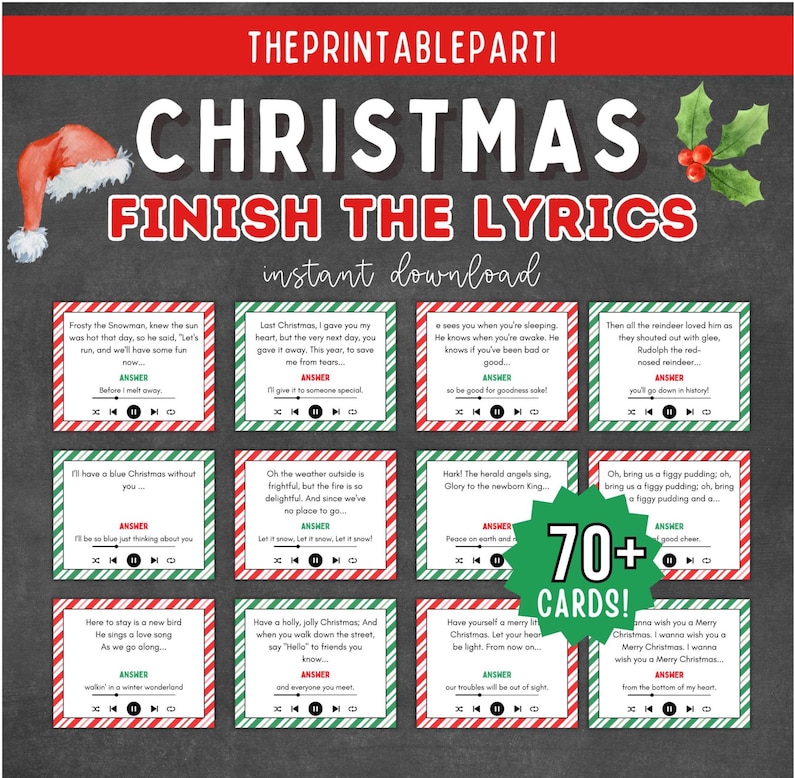 Christmas Carol Finish the Lyric Game, Finish the Phrase Christmas ...
