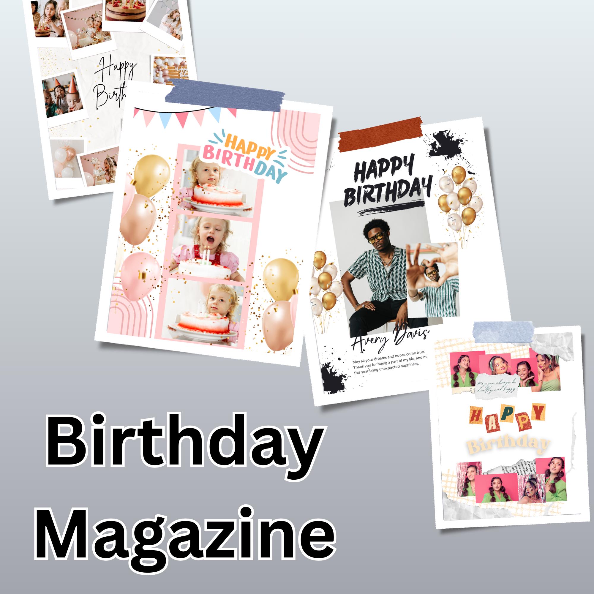 Custom Birthday Magazine, Photo Collage Gift, Editable Canva Template ...