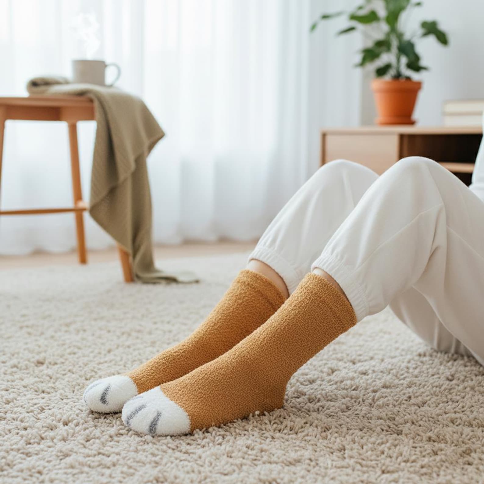 Fluffy Cat Paw Socks – Cozy Animal Print Lounge Socks - Etsy