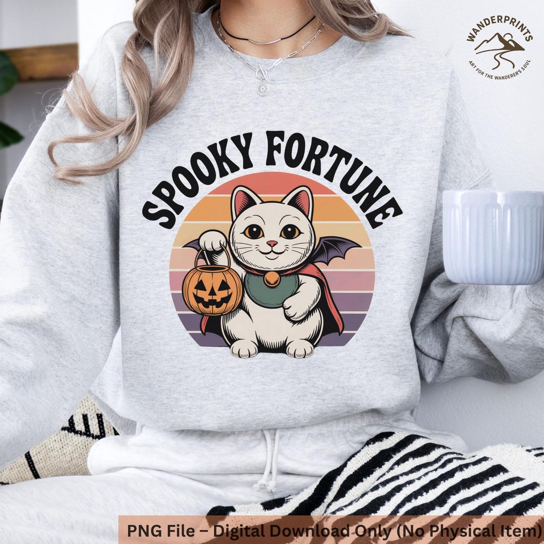 Maneki Neko Halloween Cat PNG: Kawaii Spooky Art (digital Download) - Etsy