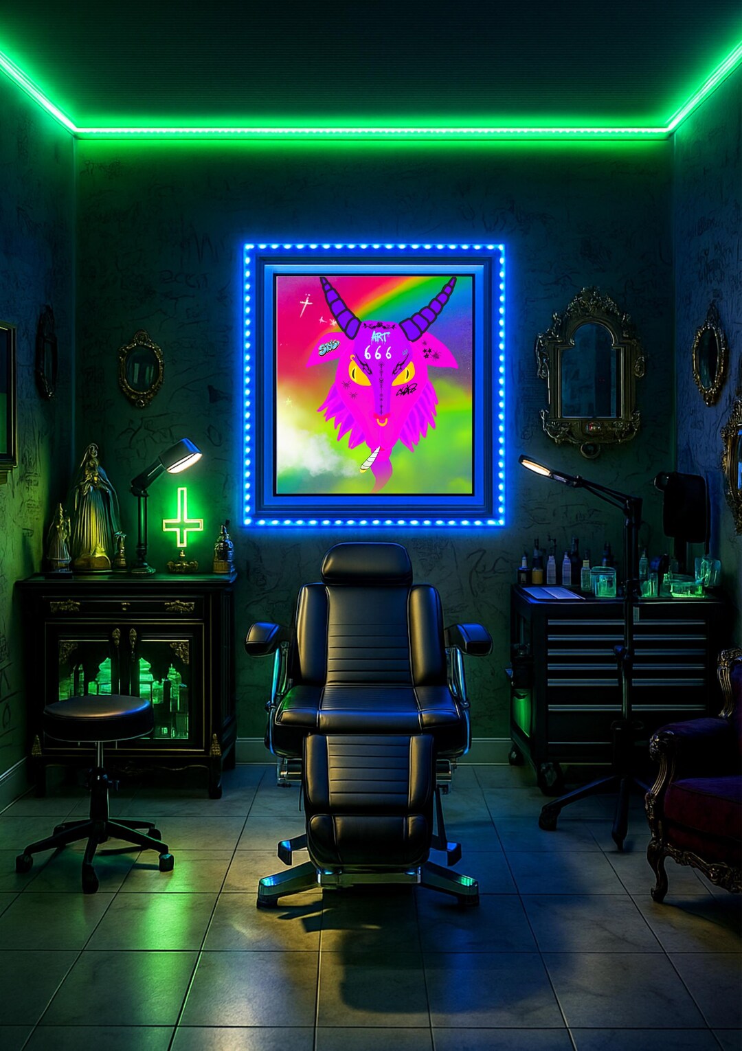 Baphomet Poster Neon Punk Satanic Gothic Stoner Gift Artwork - Etsy UK