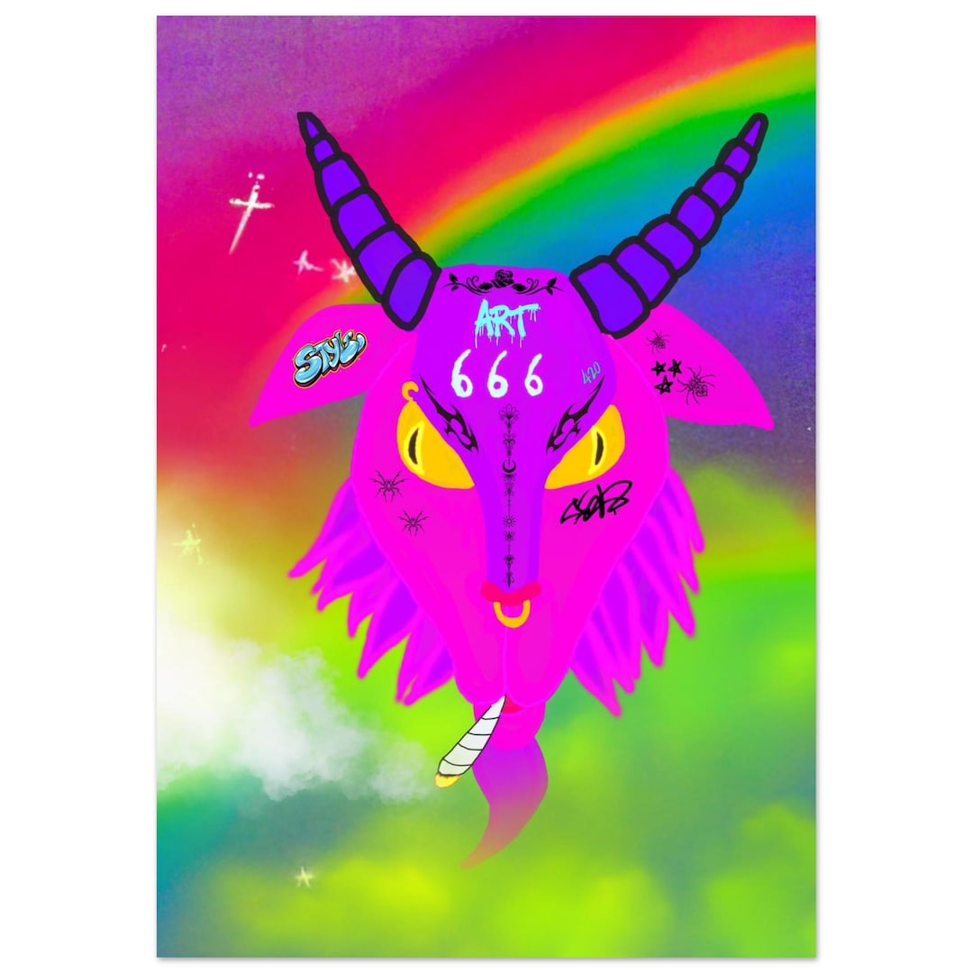 Baphomet Poster Neon Punk Satanic Gothic Stoner Gift Artwork - Etsy