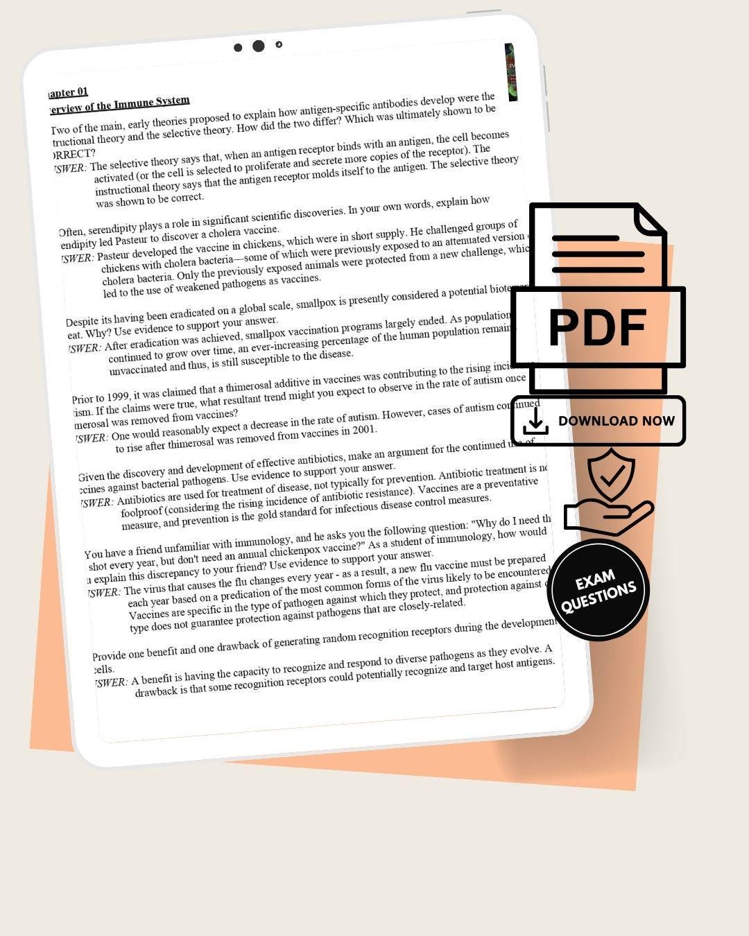 Immunology Exam Questions: Kuby 8th Ed. (PDF Download) - Etsy