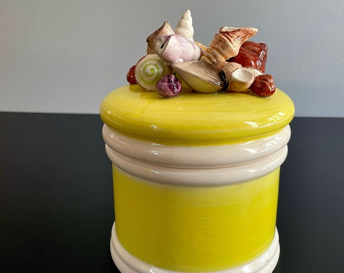 Vintage Ceramic Canister, 3D Shell Collection, 2 Piece, Hand Painted ...