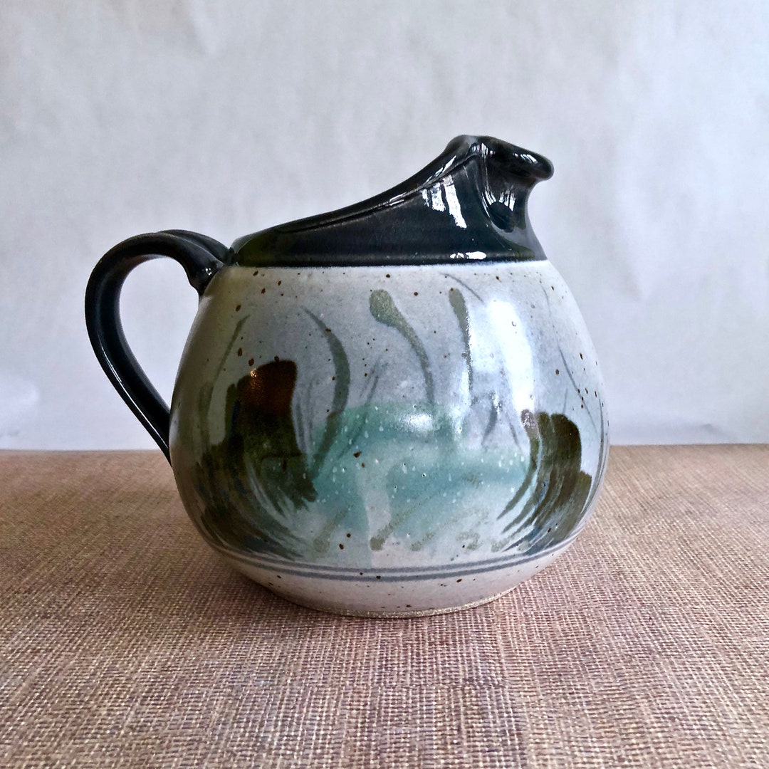Vintage Handmade Stoneware Pitcher: Handmade Studio Pottery, Rustic ...