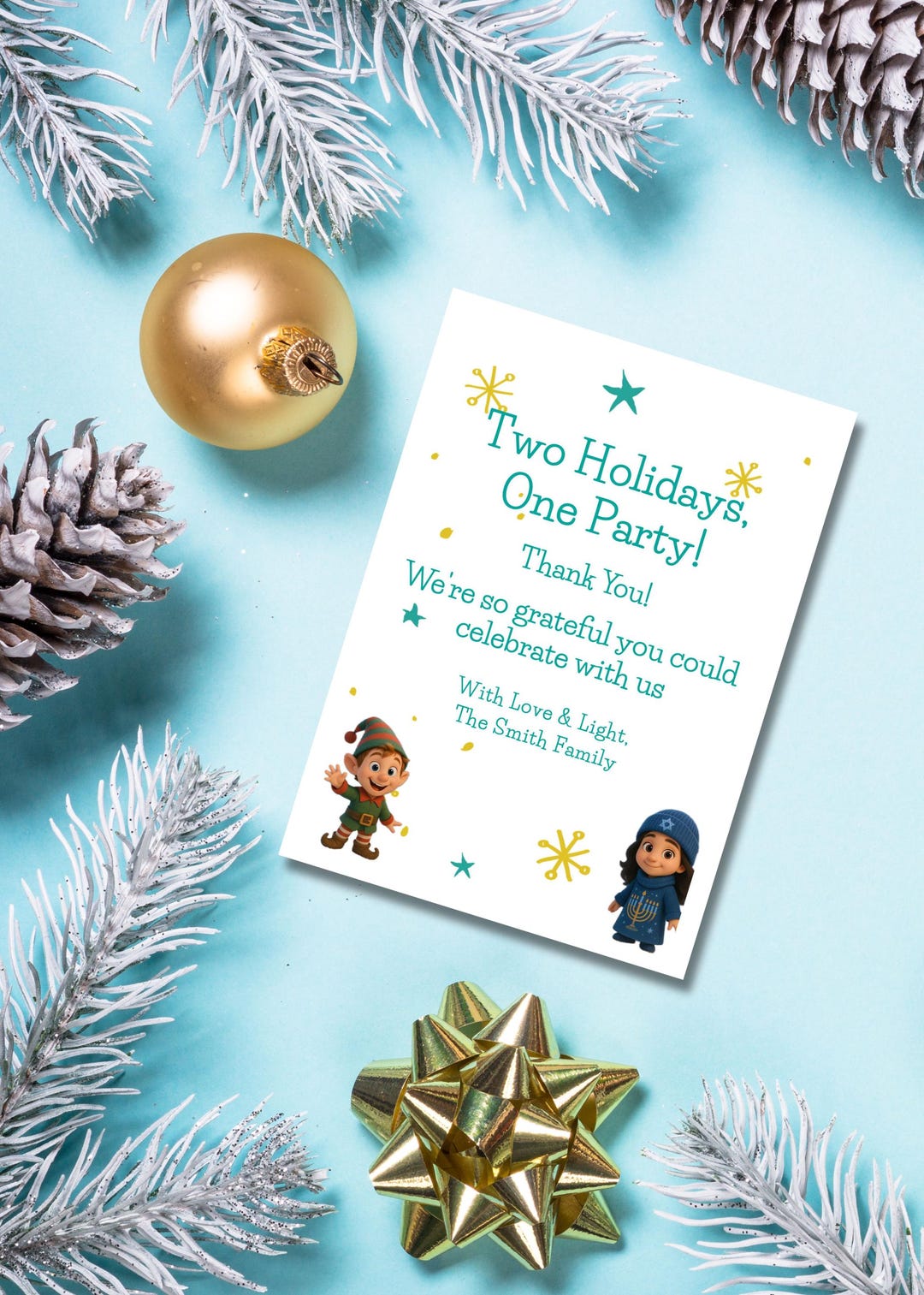 Christmas Hanukkah Party Invitation Template | Editable Interfaith ...