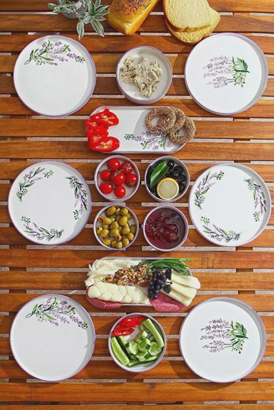 Lavender Ceramic Breakfast Set 14 Piece for 6 People, Stackable ...