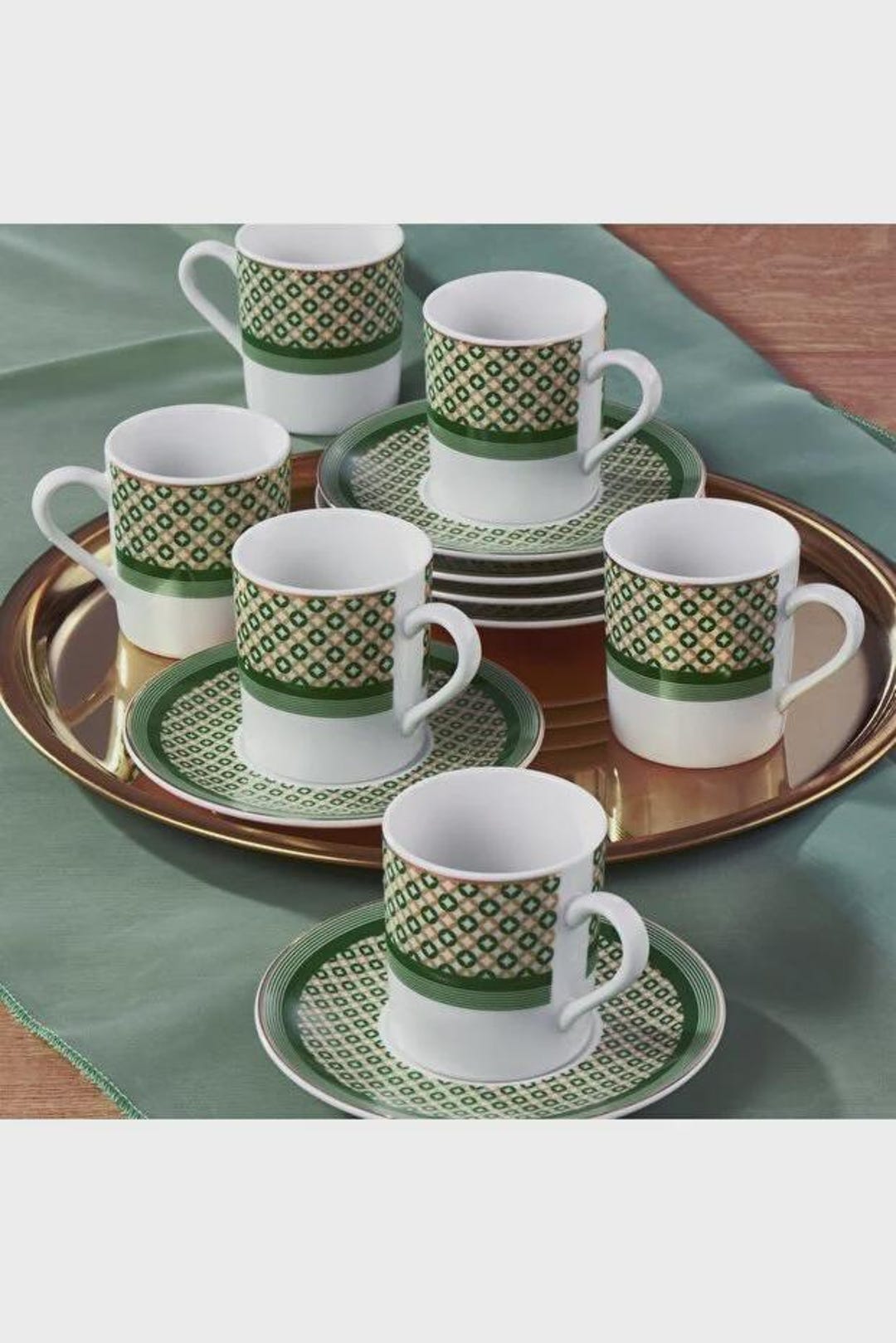Athena Bone China Turkish Coffee Cup Set for 6, 12-piece Decorative ...