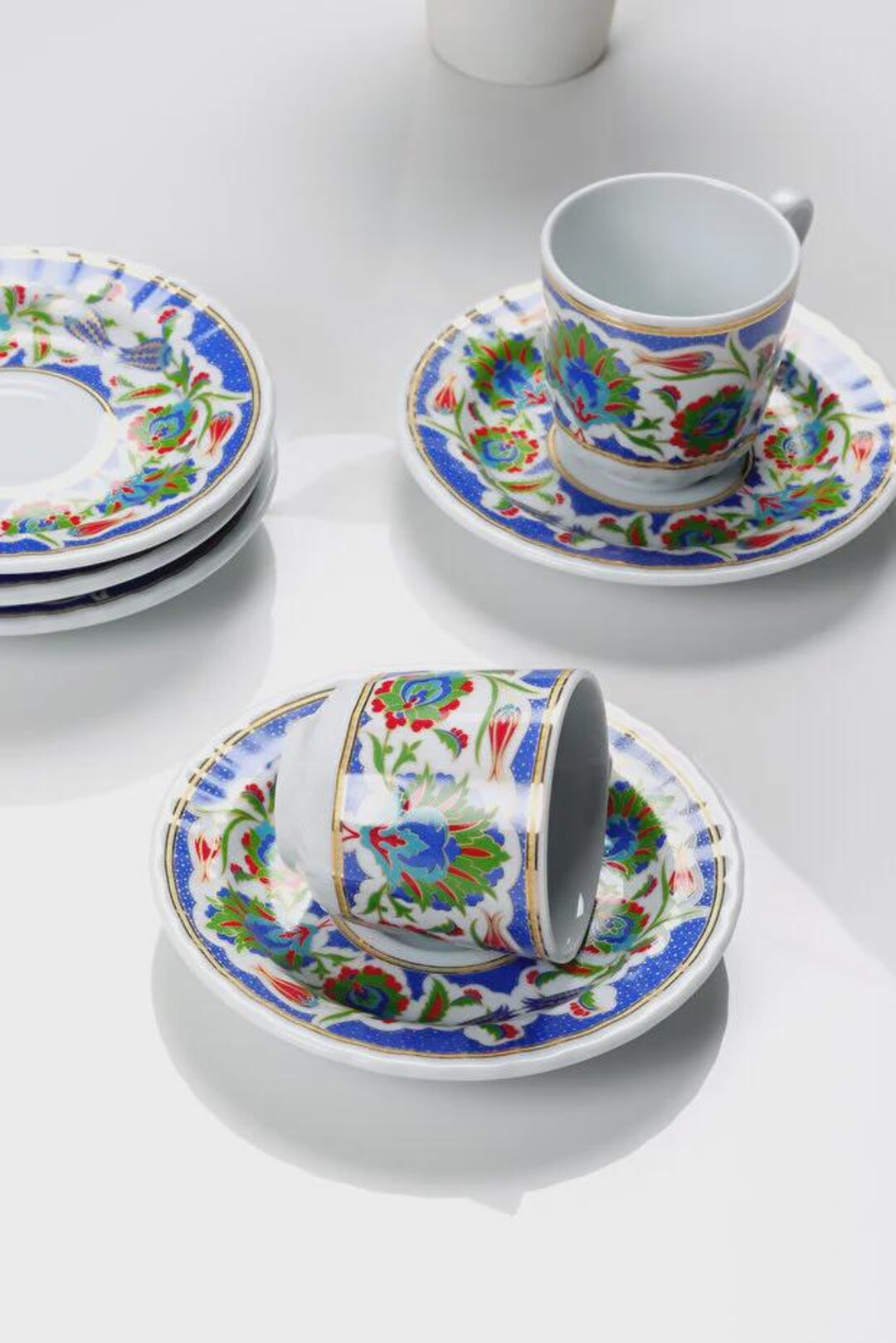 Sedef Turkish Coffee Cup Set for 6 • Retro Style • 80 Ml Porcelain ...